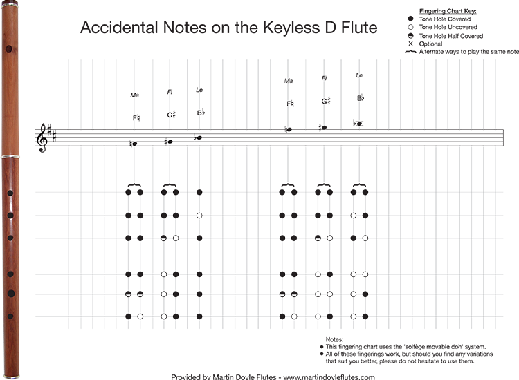 Fingering Charts For Keyless D Flutes | Martin Doyle Flutes